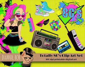 Totally Awesome 80's Digital Clip Art Pack for by DapperBob