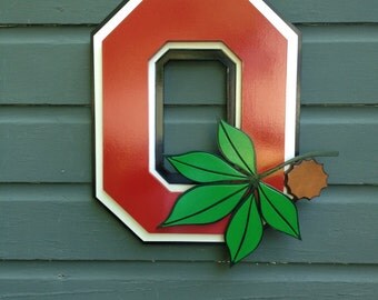 Ohio State Inspired "Block O" Solid Wood Sign
