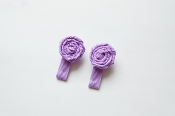 Items similar to Purple Ribbon Hair Clips | Set of Two Purple Ribbon ...