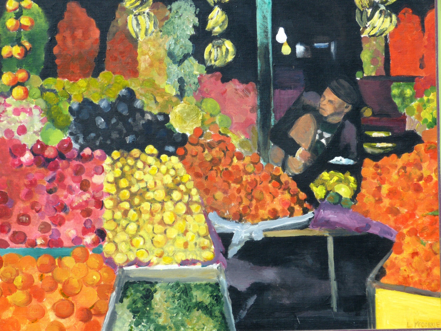 farmers market acrylic painting