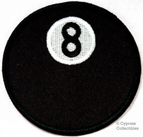 EIGHT BALL PATCH iron-on embroidered billiards pool emblem