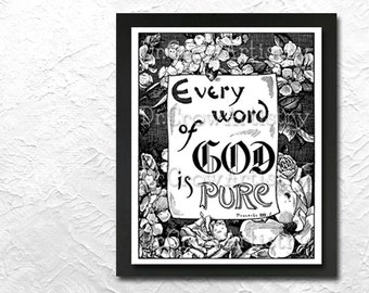 Every Word of God is Pure - Printable Wall Art - Spiritual Art ...