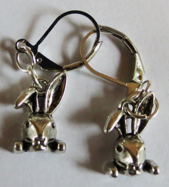 Bunny hare rabbit head design silver tone charm by bazaarchoices