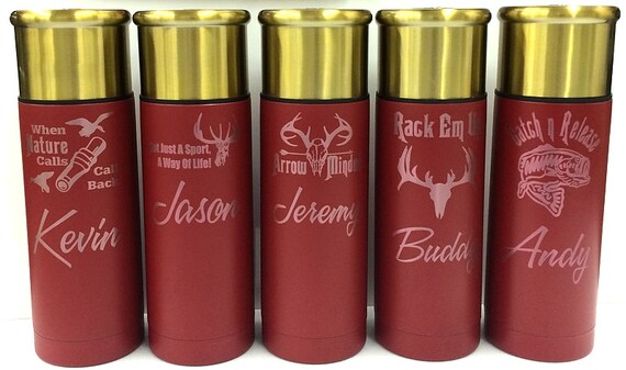 Laser Engraved Shotgun Shell Style Stainless Steel Thermos