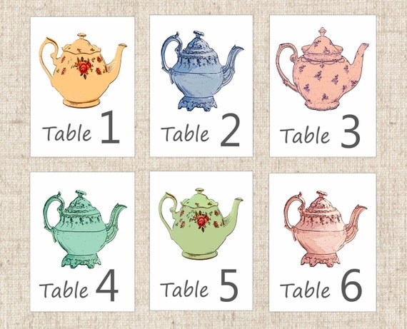 Teapot Table Numbers Teapot Table Tents Teapot Table