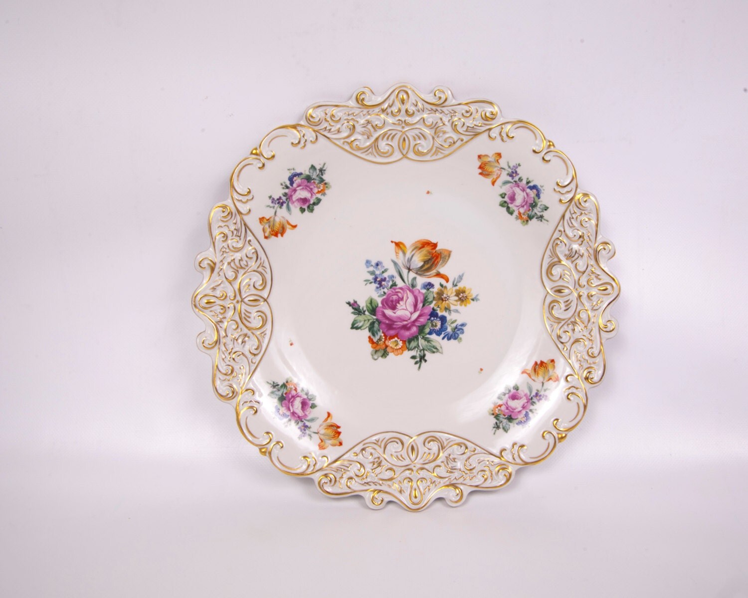 Vintage German Platter Hand Enameled Cake Plate JLMenau Graf Von ...