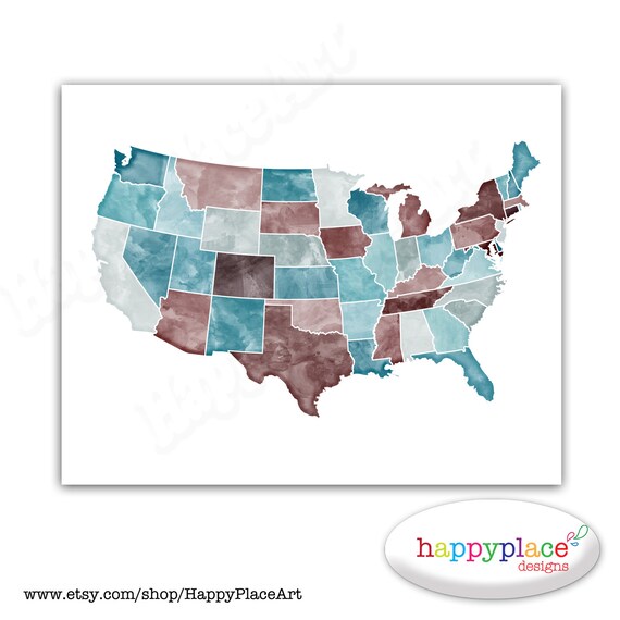 USA map instant Download 8x10 or 11x14in. Printable US
