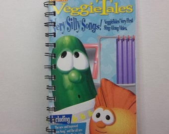 Recycled Notebook From Veggie Tales VHS Box Handmade Upcycled Journal