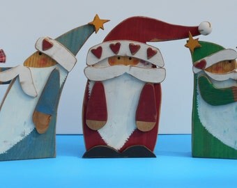 Popular items for primitive wood santa on Etsy