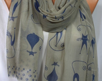 Popular items for cat print scarf on Etsy