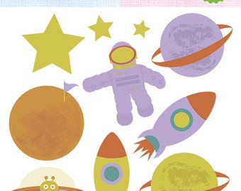 INSTANT DOWNLOAD 8-Piece Outer Space Clip Art Set Personal and ...