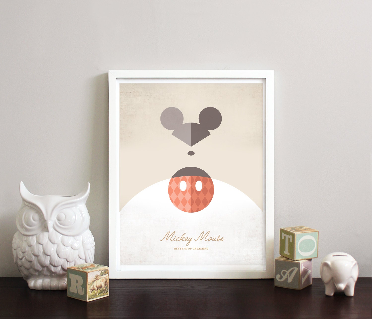 11x14 Mickey Mouse Minimalist Art Print // Modern Nursery