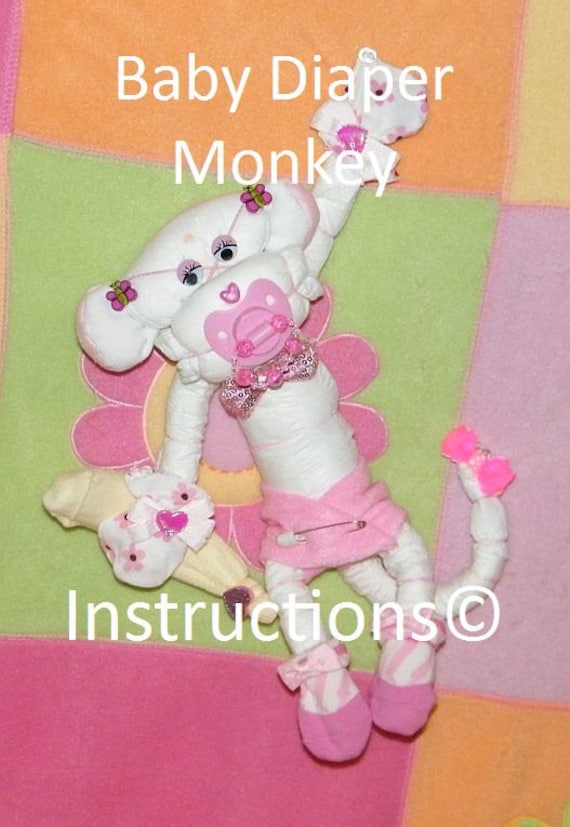 How to make a BABY DIAPER MONKEY Instructions 4 baby gift