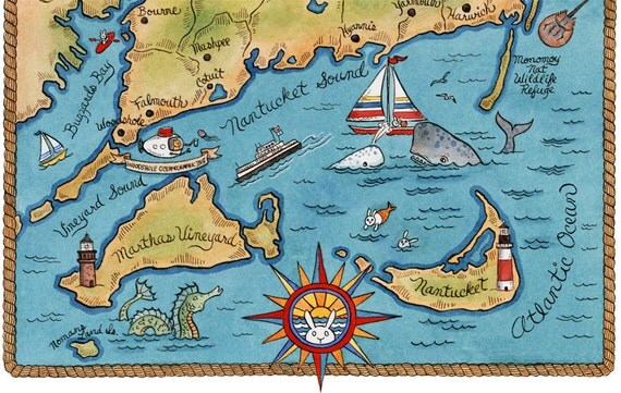 Map of Cape Cod Art Print 11 x14