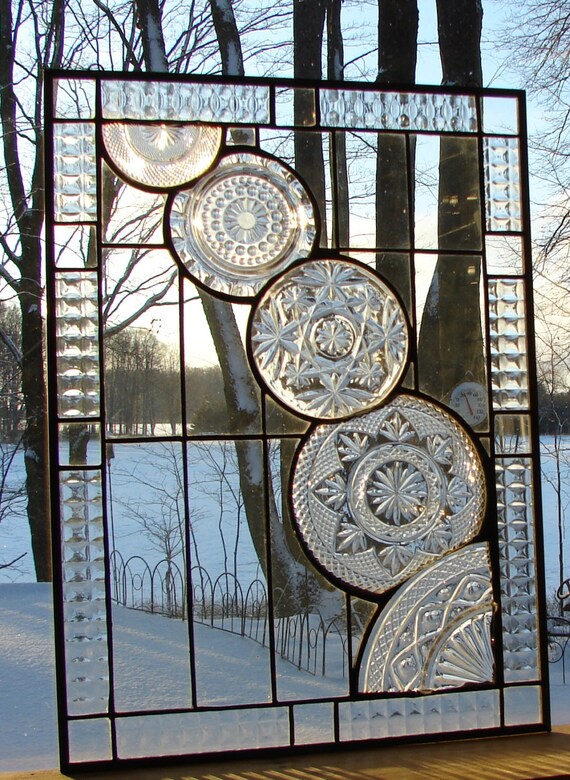 Crystal Cascade stained glass panel window