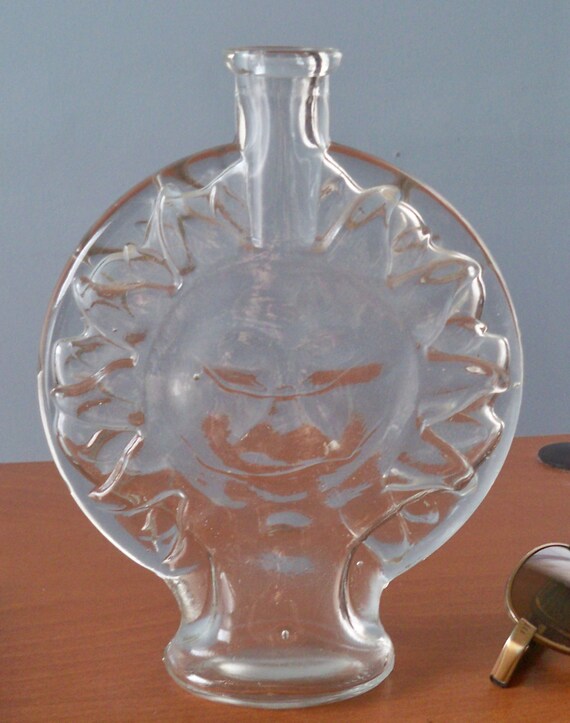 Old Glass Sun Shaped Bottle Vintage