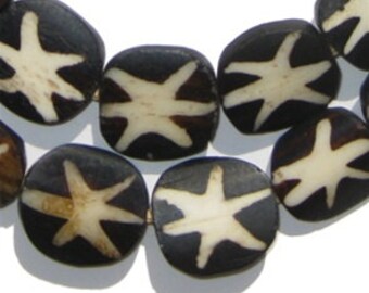 50 Batik Bone Beads African Trade Beads Made in by thebeadchest