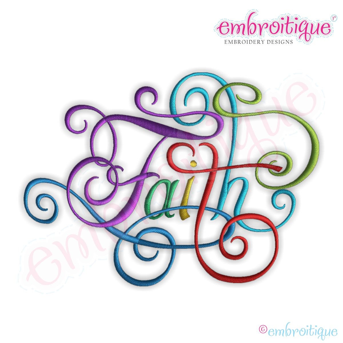 Faith Calligraphy Script Embroidery Design Large by Embroitique