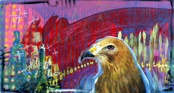 Hawk Modern Art Hawk Art Red Hawk Bird Abstract by RobertRNorman