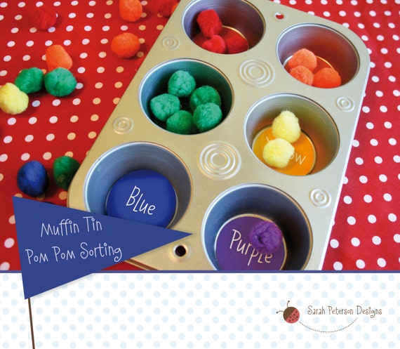 Muffin Tin Pom Pom Color Sorting Activity Instant Download