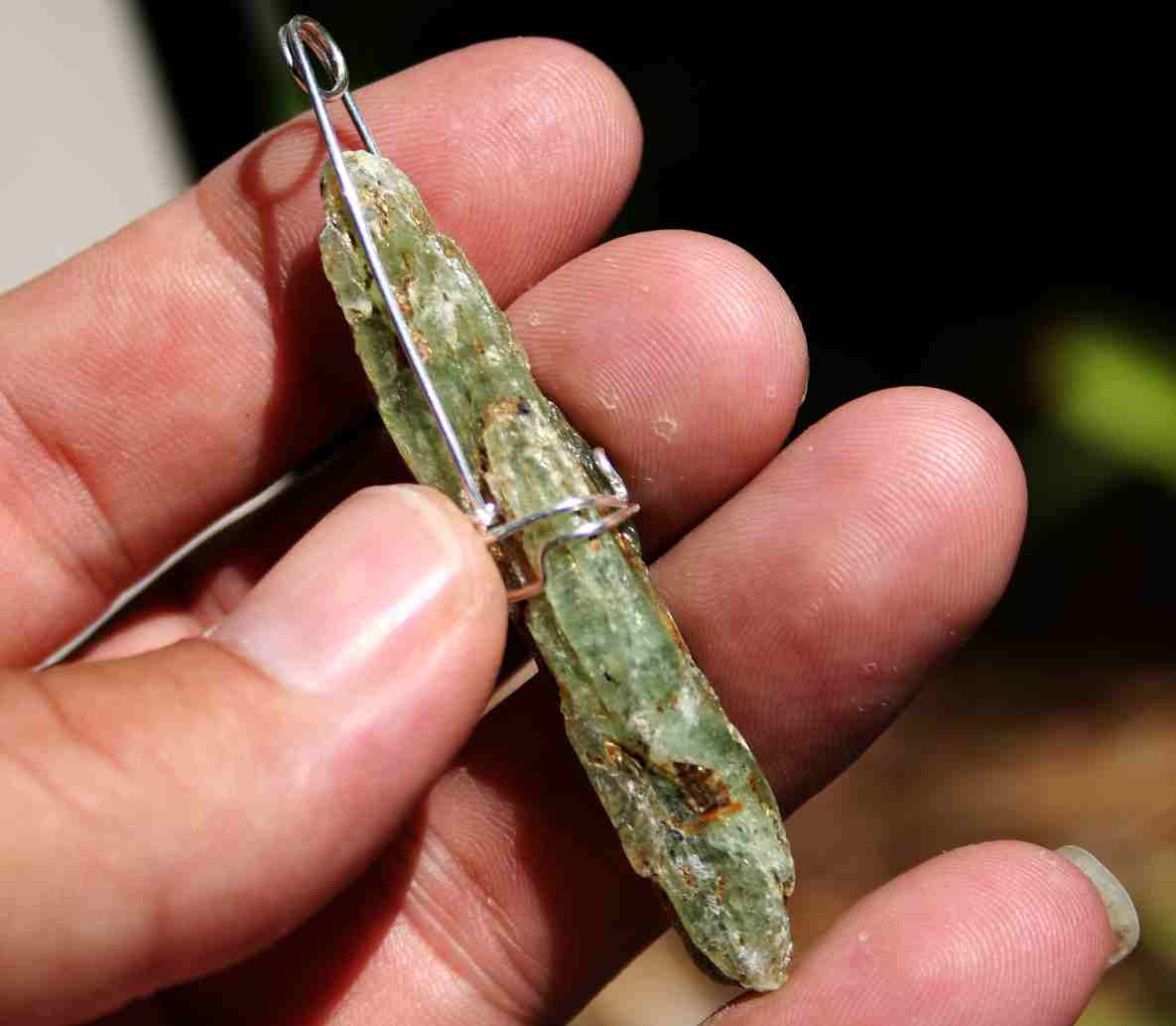 Green Kyanite Crystal Wire Wrapped with by PriyaInspirations