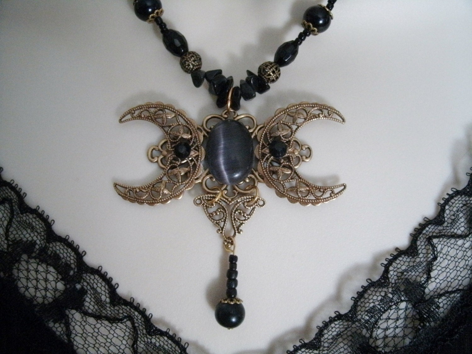 Triple Moon Goddess Necklace wiccan jewelry pagan jewelry