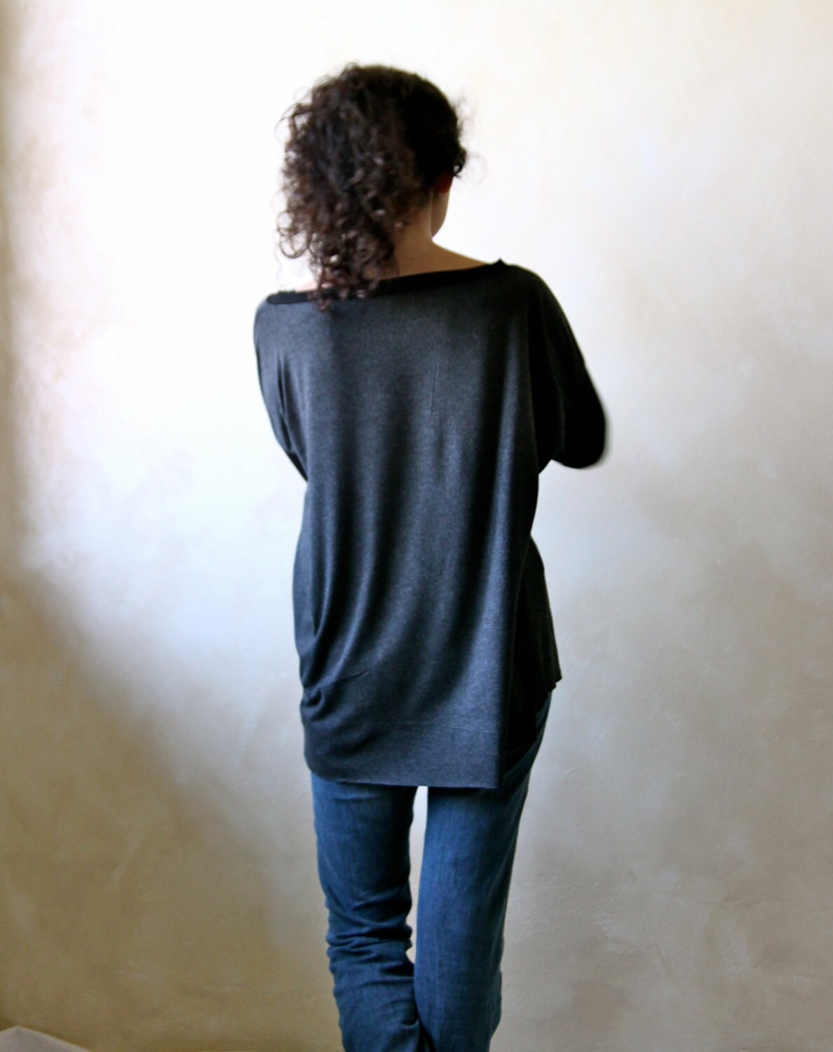 Oversize Top long sleeved top tunic top Sweater dress by LoreTree