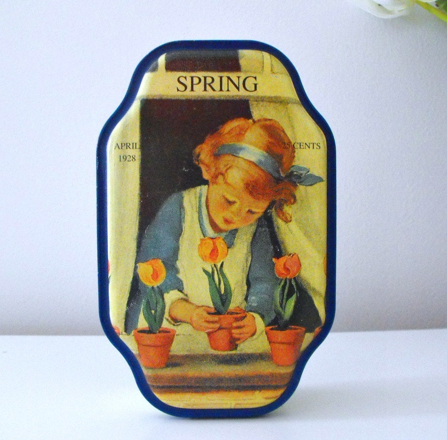 Vintage Good Housekeeping Tin, Spring Tin Copyright 1928, Tulip Girl ...
