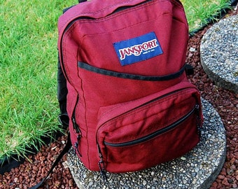 Vtg 80's 90's Jansport Backpack Burgundy Maroon Made in USA Hiking ...