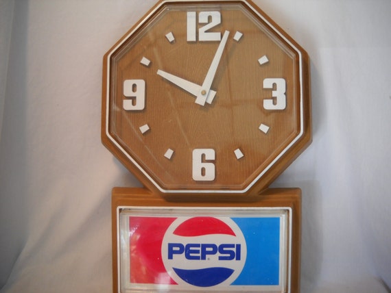 Vintage Pepsi Wall Clock Advertising Battery by SeaPillowTreasures