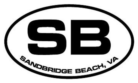 Items similar to 6" wide SB Sandbridge Beach VA Euro Oval Vinyl decal ...