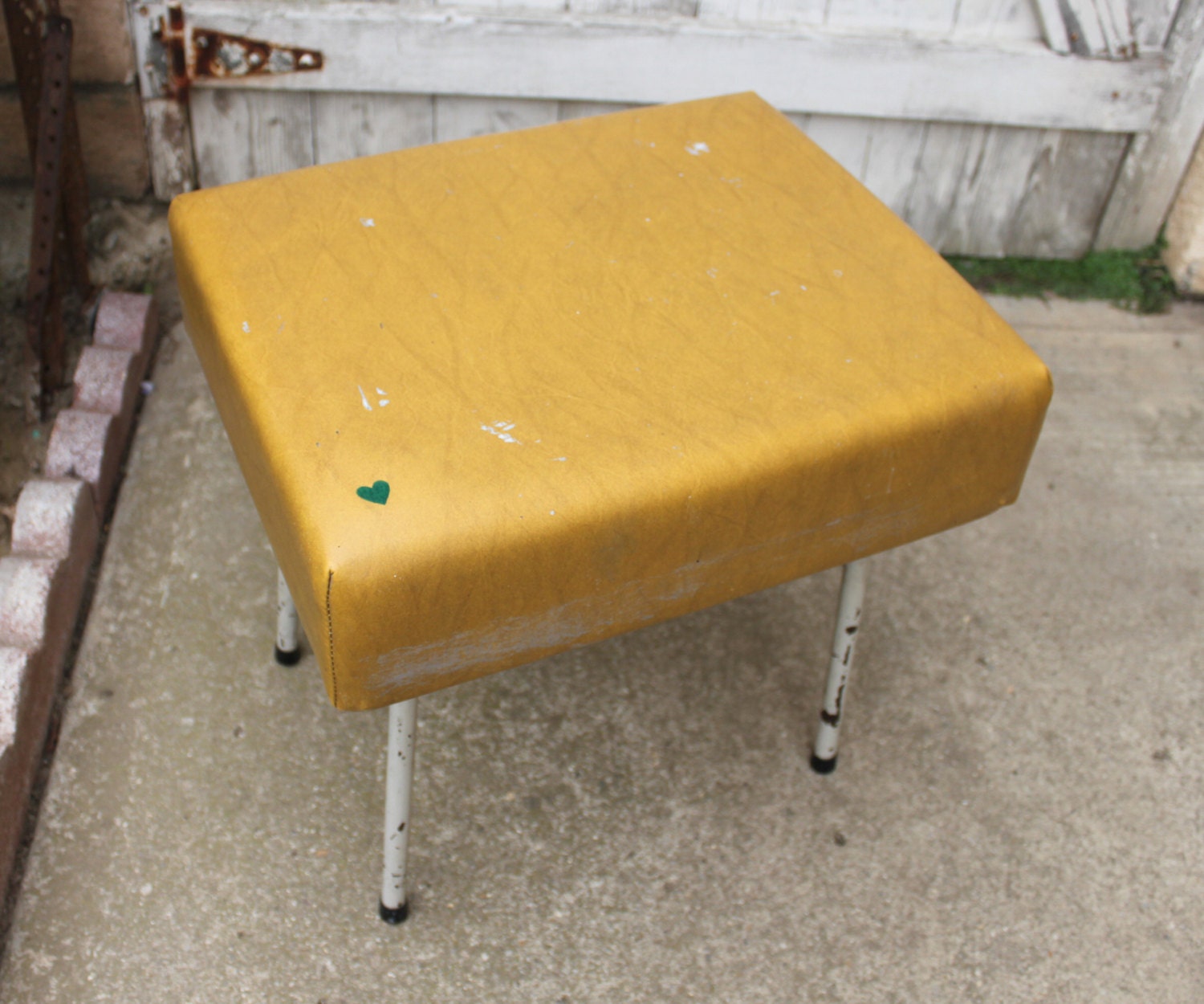 Mid Century Modern Mustard Colored Stool, foot stool, end table, corner ...