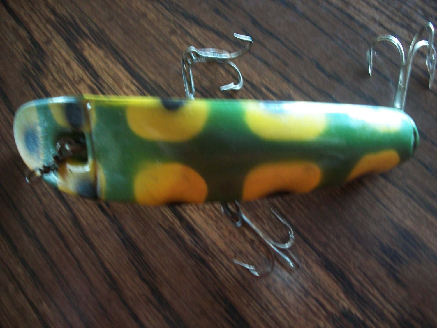 GREEN and YELLOW Vintage Helin Flatfish U20 Fishing Lure