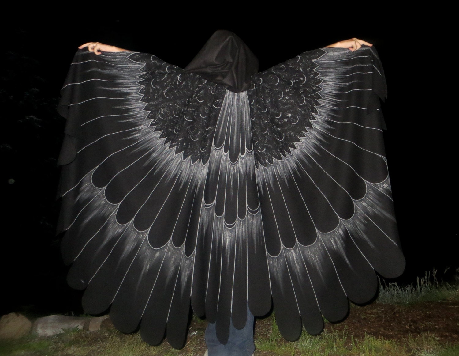 Crow Cloak Blackbird Owl Wings Custom Bird Cape OOAK by islesofday