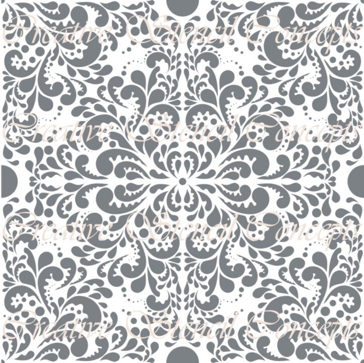 Abstract Floral Seamless Decorative Stencil MULTIPLE SIZES