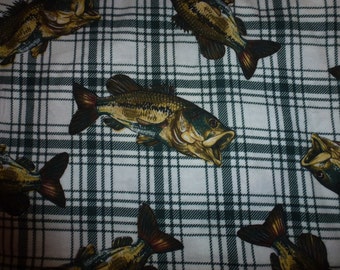 Two Yards and 30" of "Fish Out of Plaid" Vintage Flannel Fabric by Joe ...