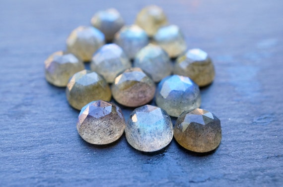 8mm AA rose cut labradorite cabochon. blue flash by lilpengeeGems