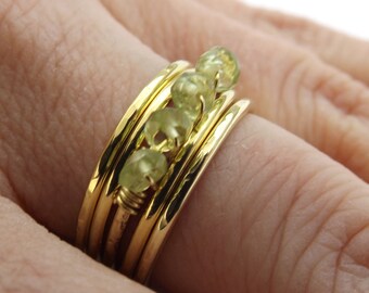 Popular items for peridot stack ring on Etsy