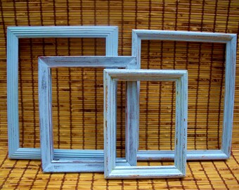 Ivory Painted Frames Open Photo FramesSET of 6 by UpcycledMix