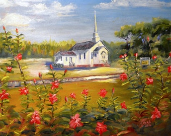 Church painting | Etsy