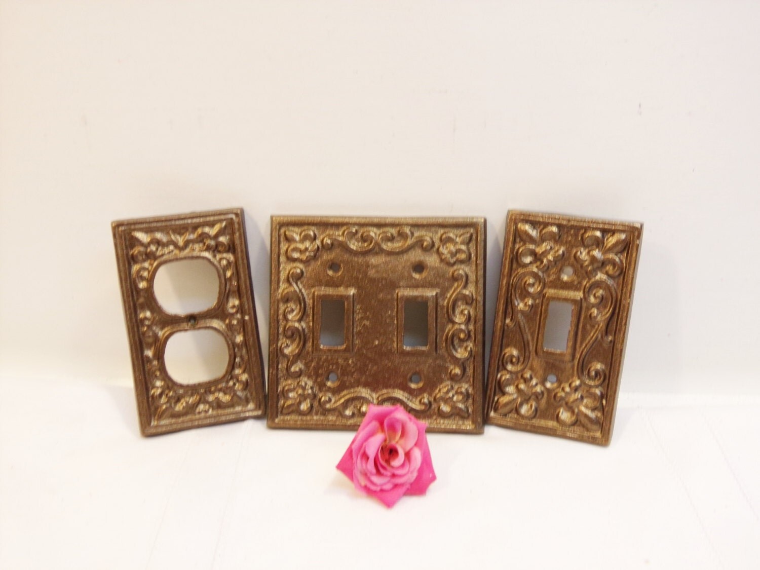 Ornate Pink Outlet Cover/Double Switch by CharlesPlace on Etsy