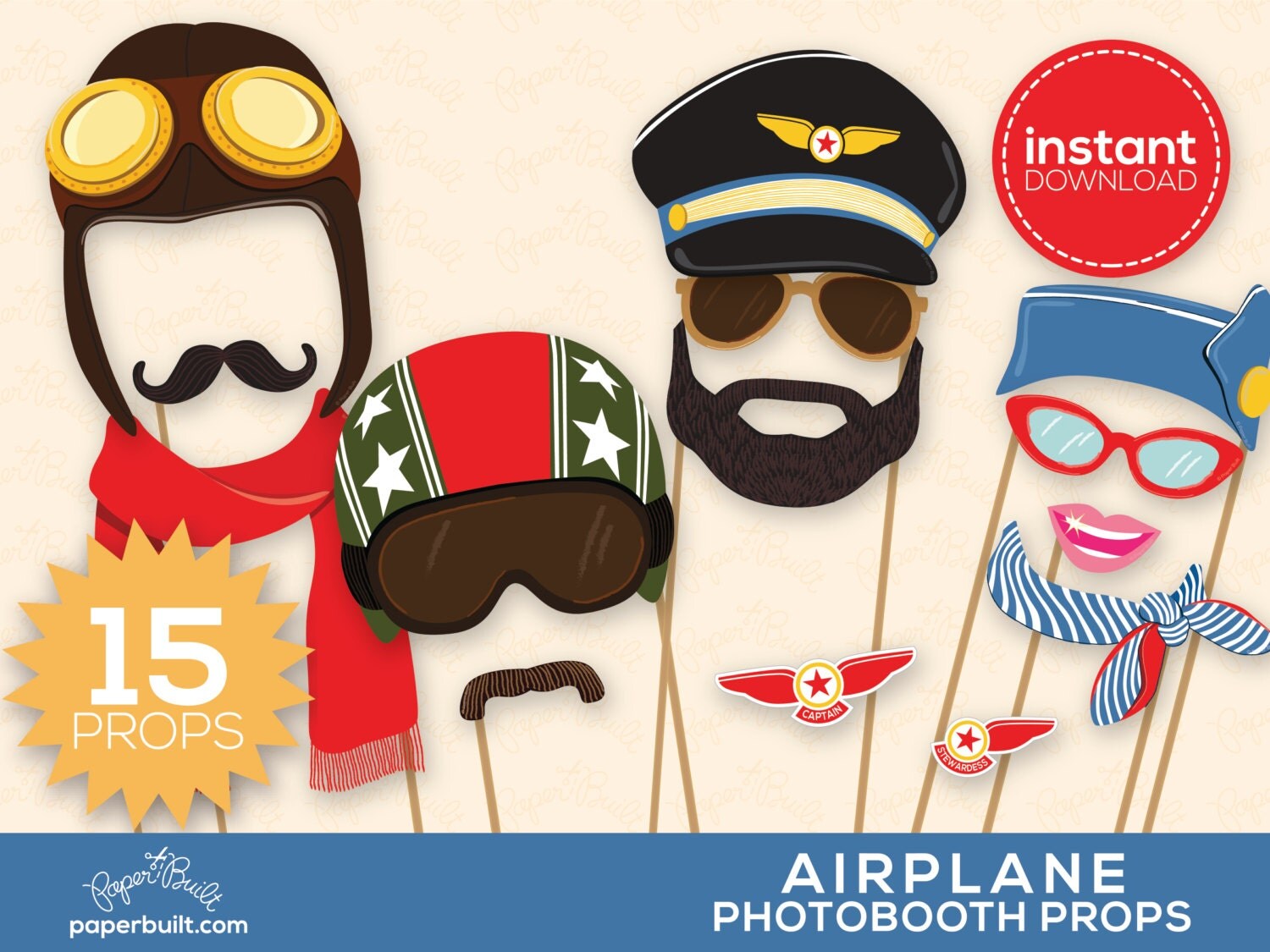 Airplane Party Photo Booth Props Airplane by PaperBuiltShop