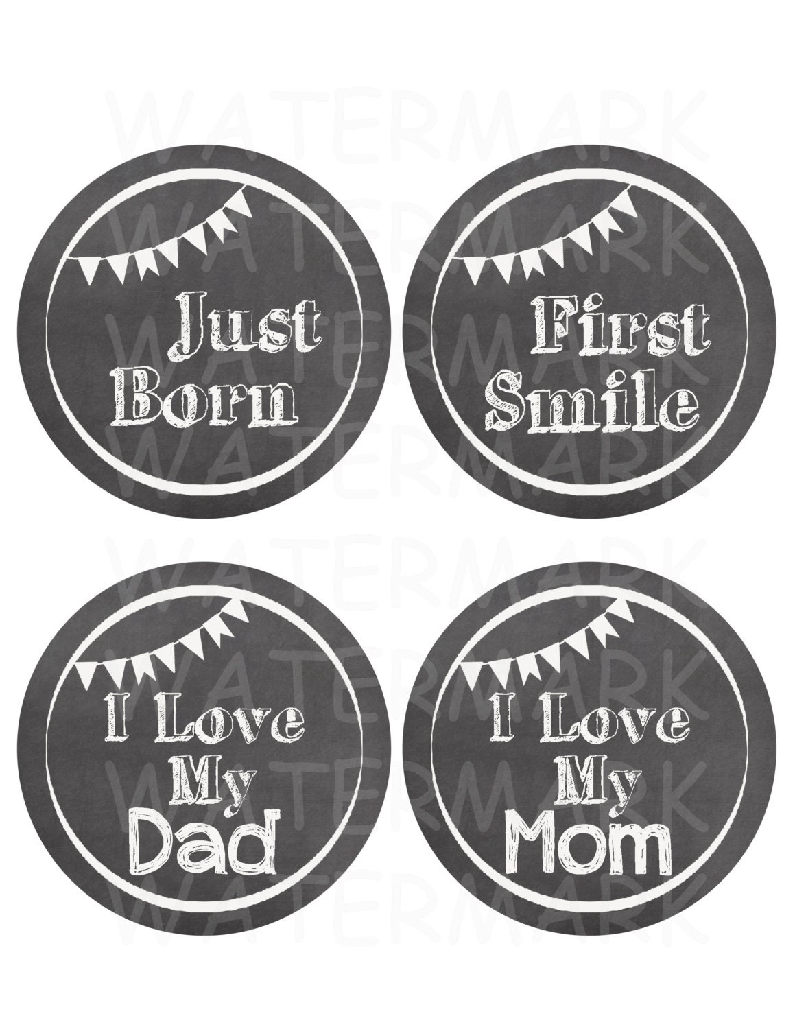 Chalkboard Monthly Baby Images Printable Digital by OldMarket