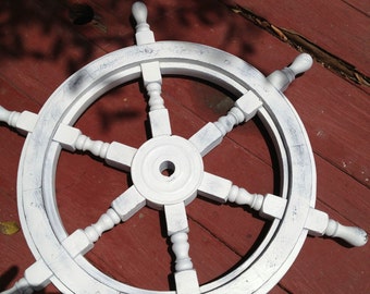 White Washed Ship Wheel 24" Wood Ship's Wheels / Wood Ship Steering ...