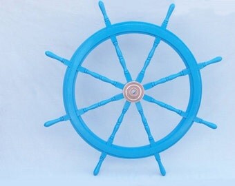 Wood and Chrome Ship Wheels 48" in White, Blue, Navy or Red / The Ships ...