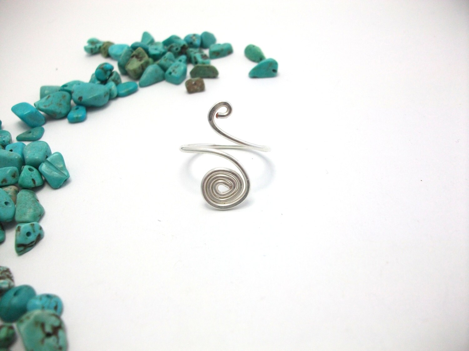 Sterling Silver spiral ring adjustable wire by FizzCatCreations