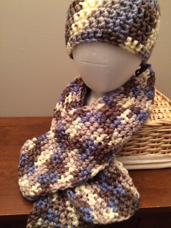 Crocheted hat and Scarf set by CraftsUnderTheSun on Etsy