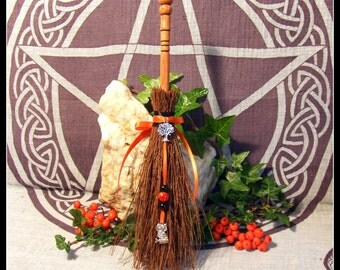 Witch Samhain Cinnamon Broom Besom with Handturned Yew Handle ...
