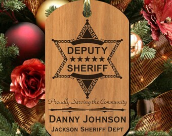 Deputy Sheriff Wood Keepsake Gift, Personalized FREE with Name and Dept ...