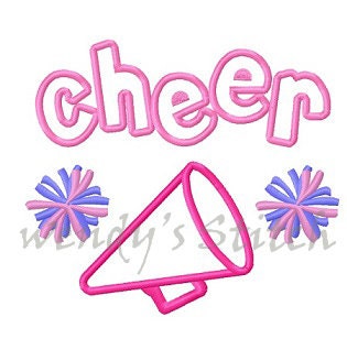 Cheer cheerleader pom pom applique machine embroidery design